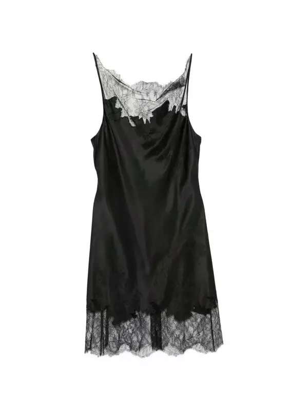 Carine Gilson Lace-trim Cowl-neck Mini Dress - Black