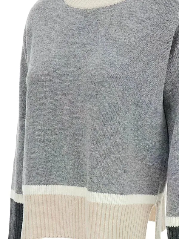 Lorena Antoniazzi Color-block High-neck Sweater With Side Slits - Grey