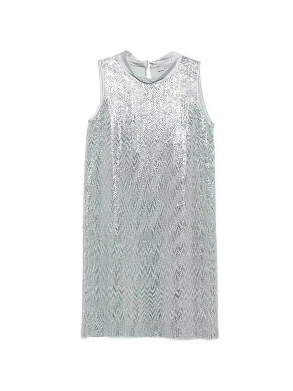 D.exterior Sequin Embellished Sleeveless High Neck Dress