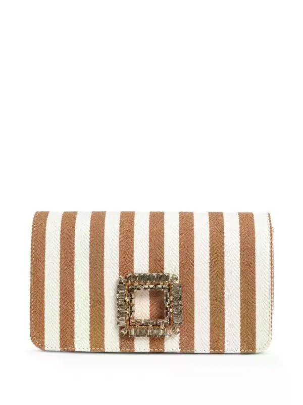 Roberto Festa Anzalea Rhinestone Embellished Striped Shoulder Bag - Brown