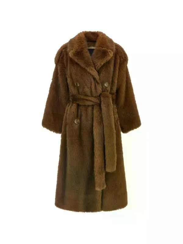 B&B COUTURE Farrah Double-breasted Faux-fur Coat