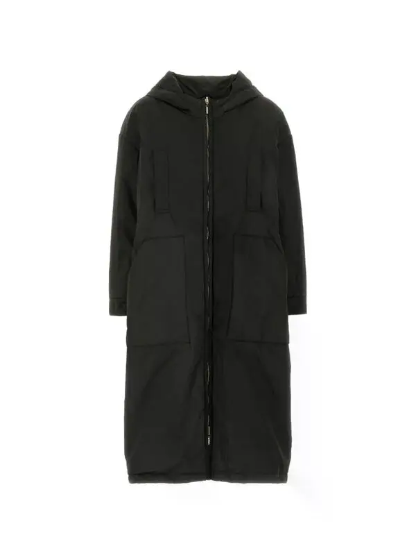Max Mara Long, Reversible Padded Parka In Radzmir And Water-repellent Canvas Kaki - Black