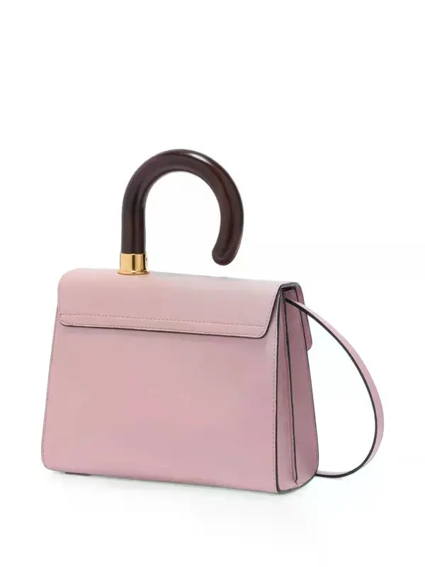 Moschino Curved Handle Leather Tote Bag