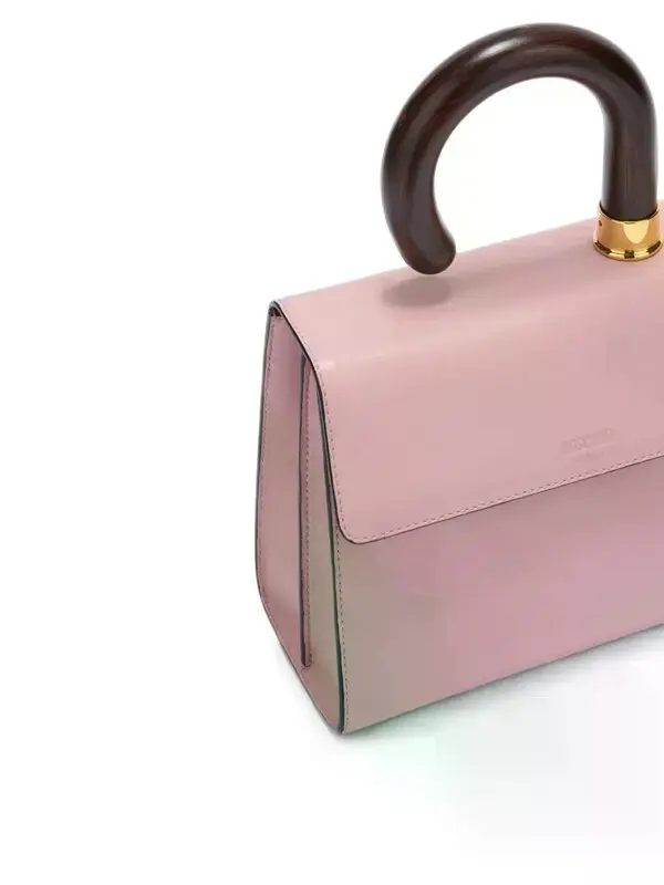 Moschino Curved Handle Leather Tote Bag