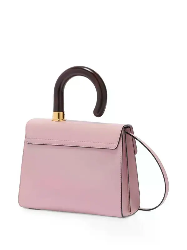 Moschino Curved Handle Leather Tote Bag