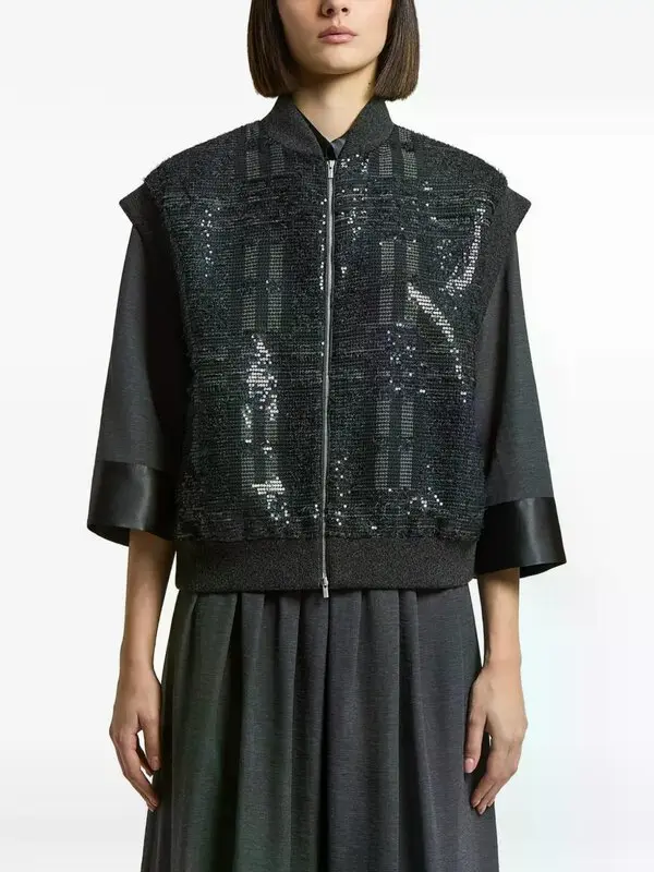 Peserico Sequin-embellished Sleeveless Jacket