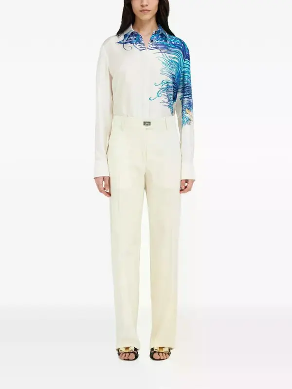 FERRAGAMO Feather Show-print Silk Shirt