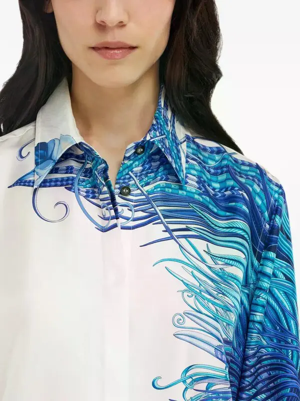 FERRAGAMO Feather Show-print Silk Shirt