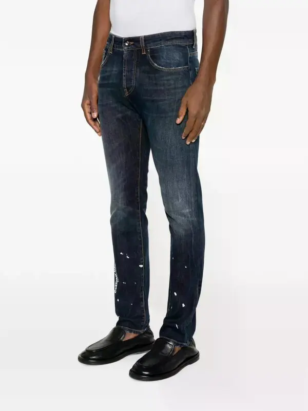 Costume National Slim Cut Logo Print Jeans