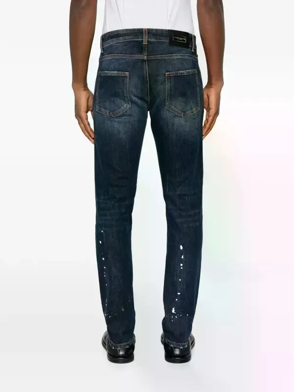 Costume National Slim Cut Logo Print Jeans