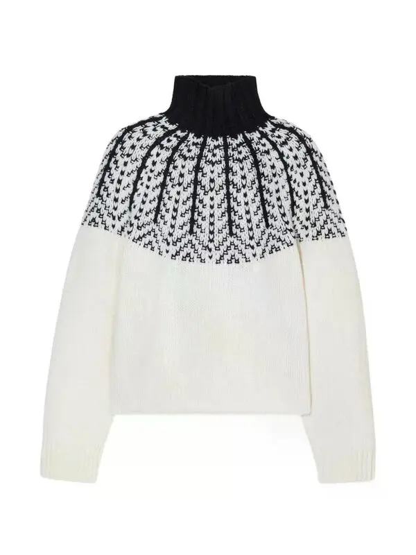 Closed Intarsia-knit High-neck Sweater