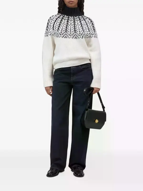 Closed Intarsia-knit High-neck Sweater