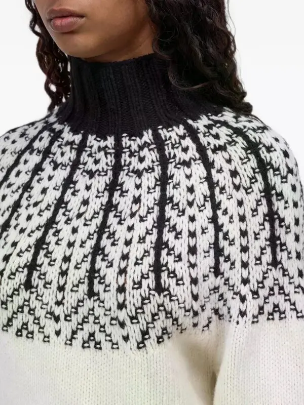 Closed Intarsia-knit High-neck Sweater