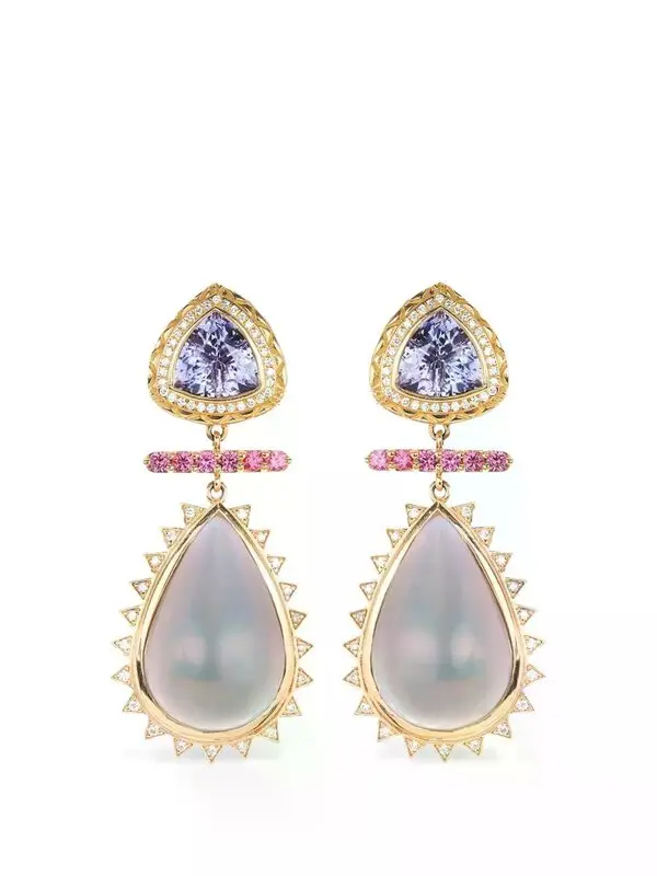 Harwell Godfrey Pearl And Tanzanite Drop Earrings - Gold