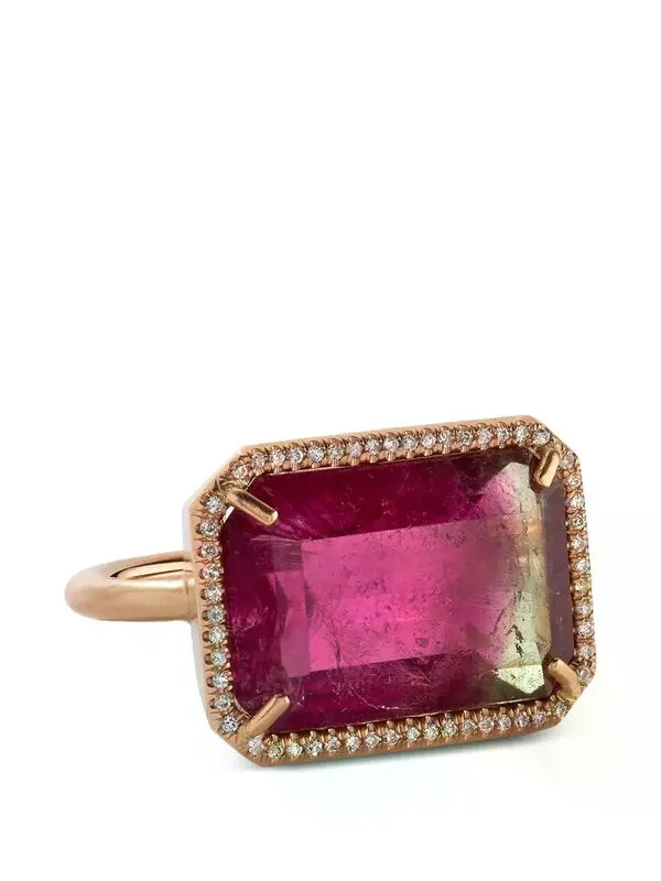 Irene Neuwirth Emerald-cut Pink Tourmaline And Diamond Ring - Gold