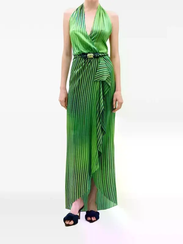 Silvia Tcherassi Striped Ruffled Midi Dress