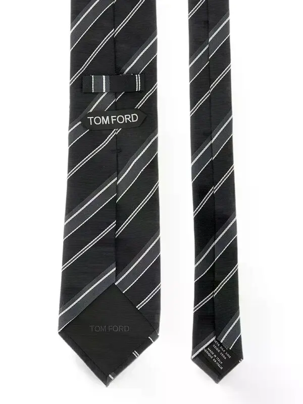 TOM FORD Diagonal-striped Silk Tie - Black