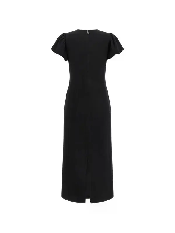 ROTATE BY BIRGER CHRISTENSEN Draped Puff-sleeve Dress - Black
