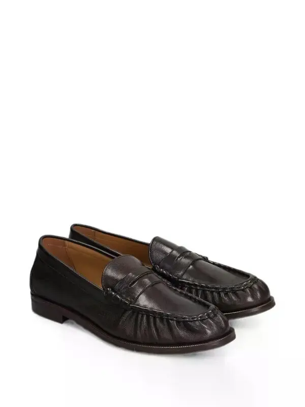 JULIE DEE Gathered Leather Loafers
