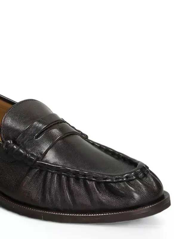 JULIE DEE Gathered Leather Loafers