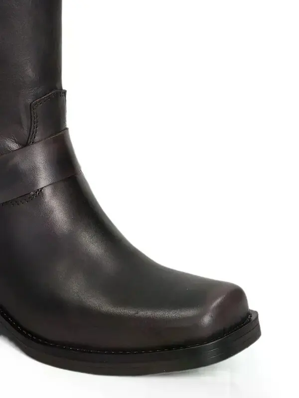 JULIE DEE Harness-detail Square-toe Biker Boots