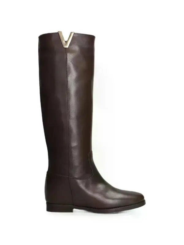 JULIE DEE V-plaque Leather Boots