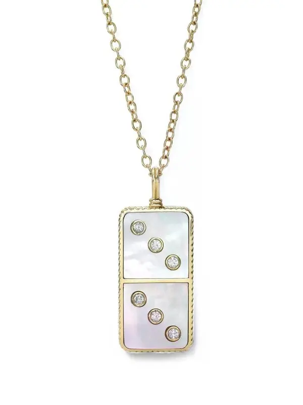 Retrouvai Domino Mother Of Pearl And Diamond Necklace - Gold