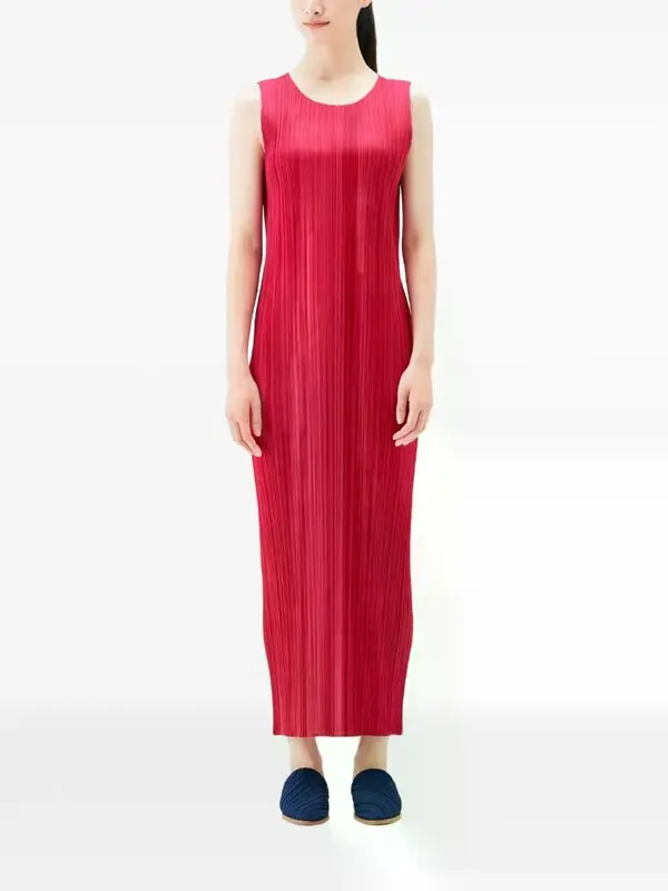 Issey Miyake Basics Pleated Sleeveless Maxi Dress