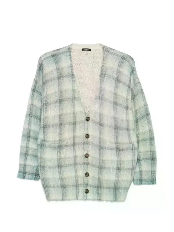 R13 Plaid Pattern V-neck Cardigan - Neutrals