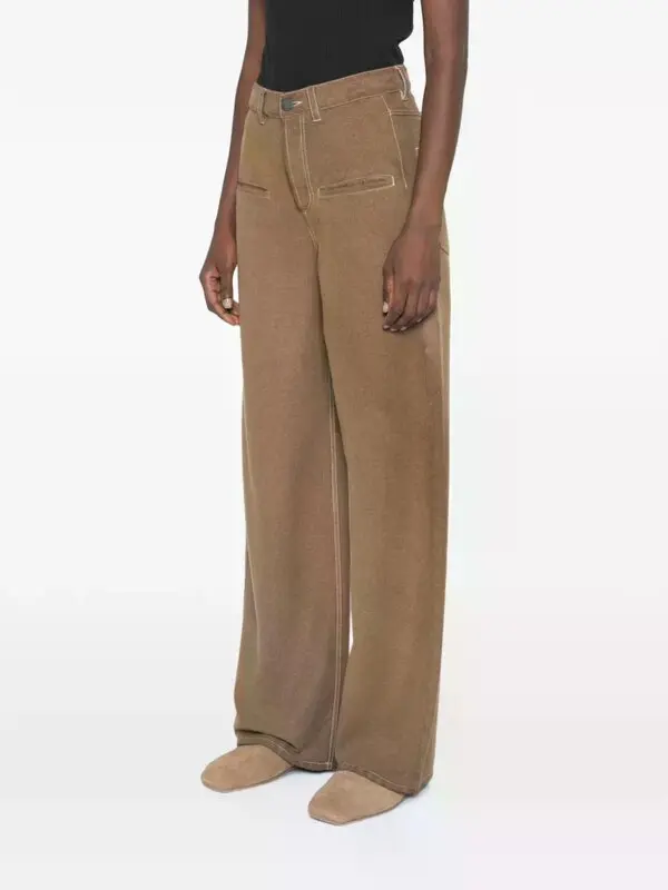 UMA WANG Contrast-stitch Wide-leg Trousers