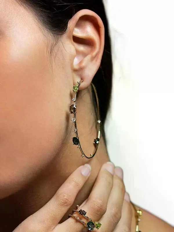 MATTIA CIELO Multi-stone Hoop Earrings - Gold