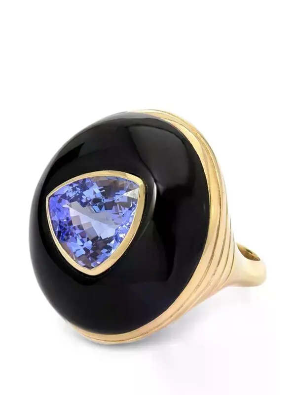 Retrouvai Lollipop Tanzanite And Onyx Ring - Gold