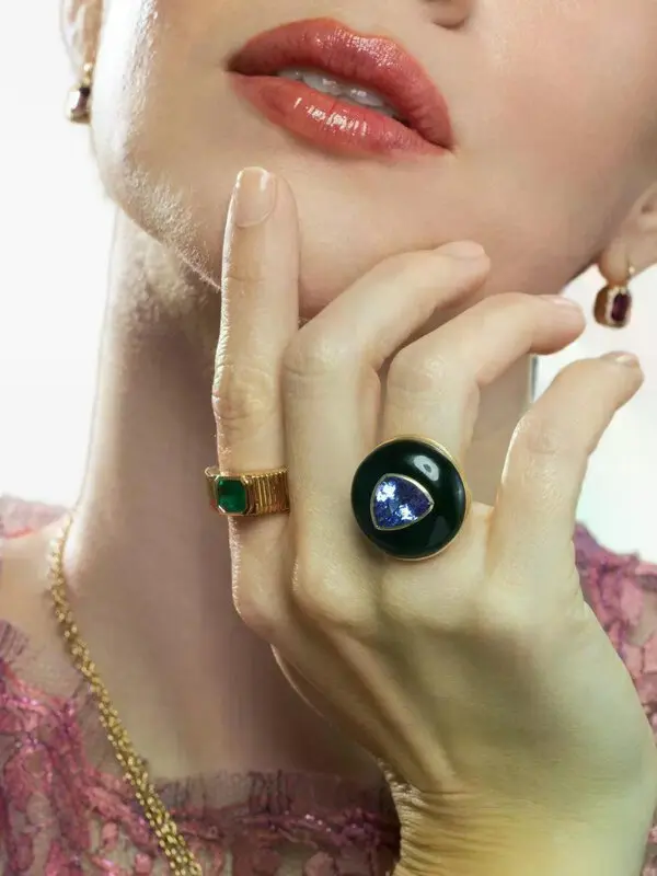 Retrouvai Lollipop Tanzanite And Onyx Ring