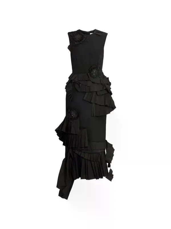 Erdem Embroidered Ruffled Dress