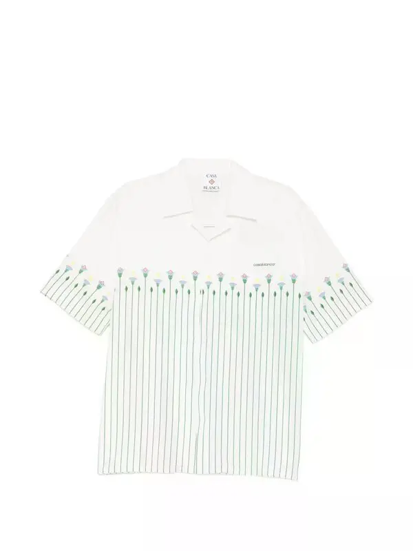 Casablanca Floral-stripe Short-sleeve Shirt