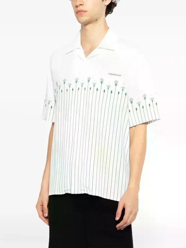 Casablanca Floral-stripe Short-sleeve Shirt