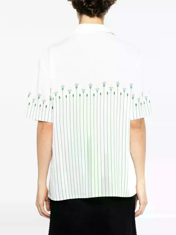 Casablanca Floral-stripe Short-sleeve Shirt