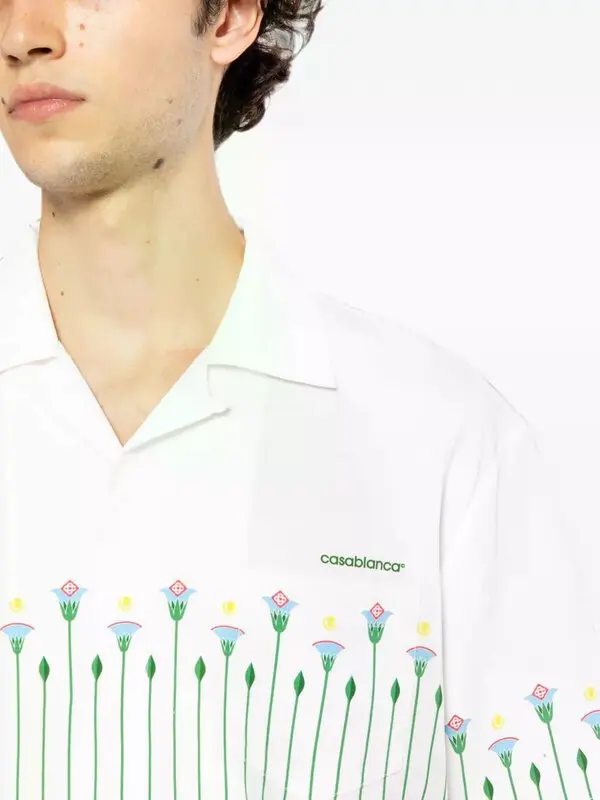 Casablanca Floral-stripe Short-sleeve Shirt