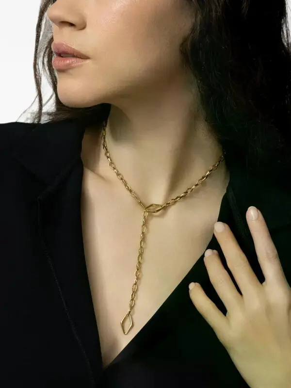 PARULINA 18k Yellow Openwork Diamond Link Necklace