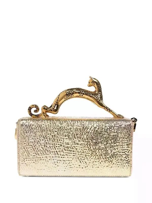 LANVIN Pencil Cat Nano Bag In Crackled Metallic Leather
