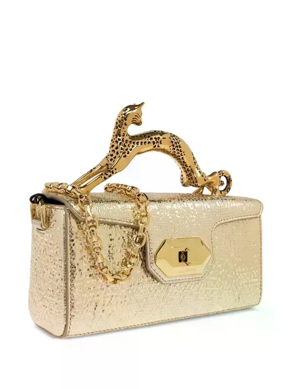 LANVIN Pencil Cat Nano Bag In Crackled Metallic Leather