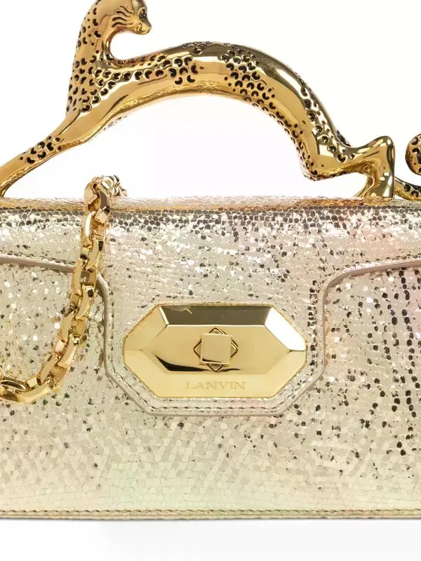 LANVIN Pencil Cat Nano Bag In Crackled Metallic Leather