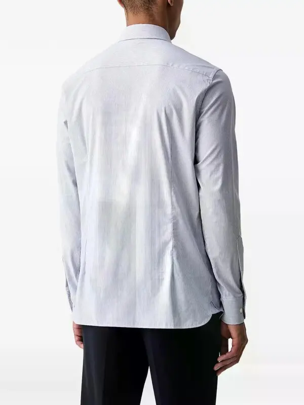 HACKETT LONDON Vertical-stripe Logo-embroidered Shirt