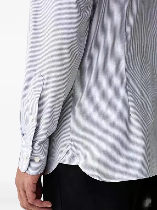 HACKETT LONDON Vertical-stripe Logo-embroidered Shirt