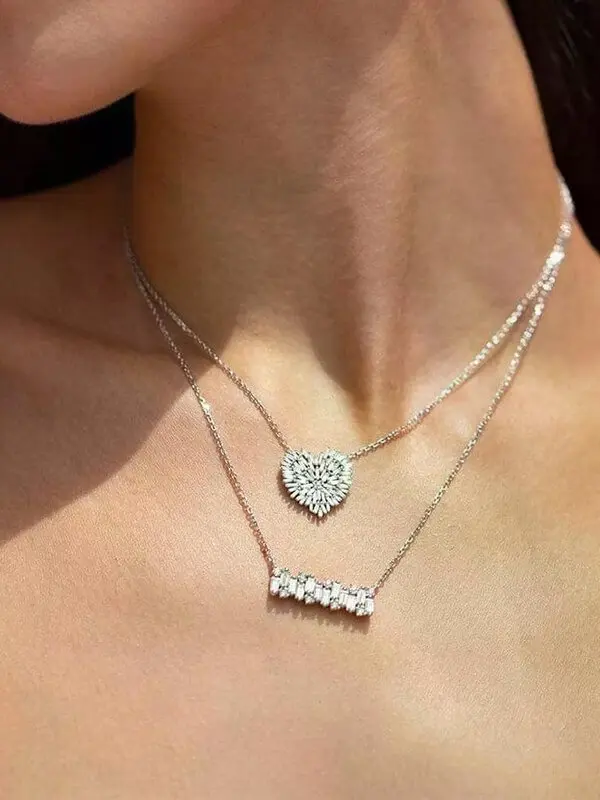 SUZANNE KALAN 18k White Gold Diamond Heart Pendant Necklace