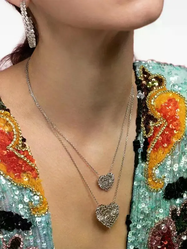SUZANNE KALAN 18k White Gold Diamond Heart Pendant Necklace