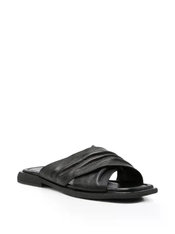 SERGIO MORETTI FIRENZE Crossover Strap Ruched Sandals - Black