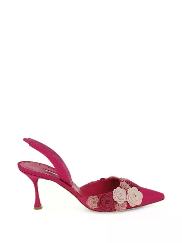 Manolo Blahnik Floral Embellished Slingback Pumps