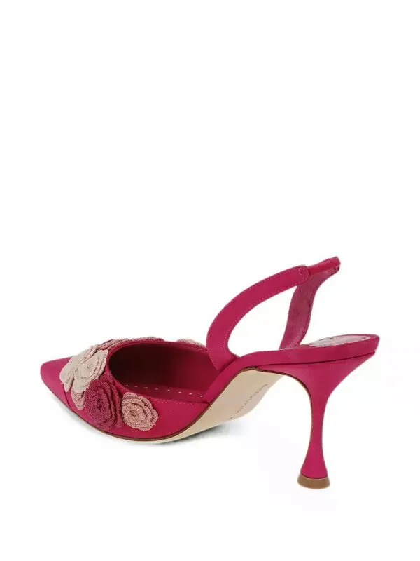 Manolo Blahnik Floral Embellished Slingback Pumps