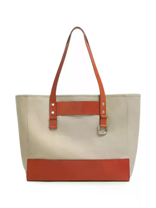Marni Leather-trim Canvas Tote Bag